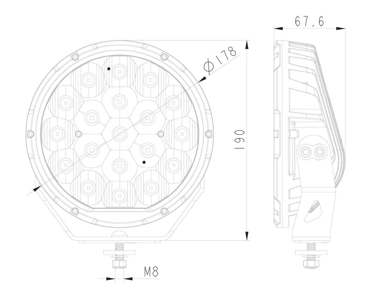 7" Round LED Driving Light (Black Bezel) - HULK 4x4 – PPD Performance