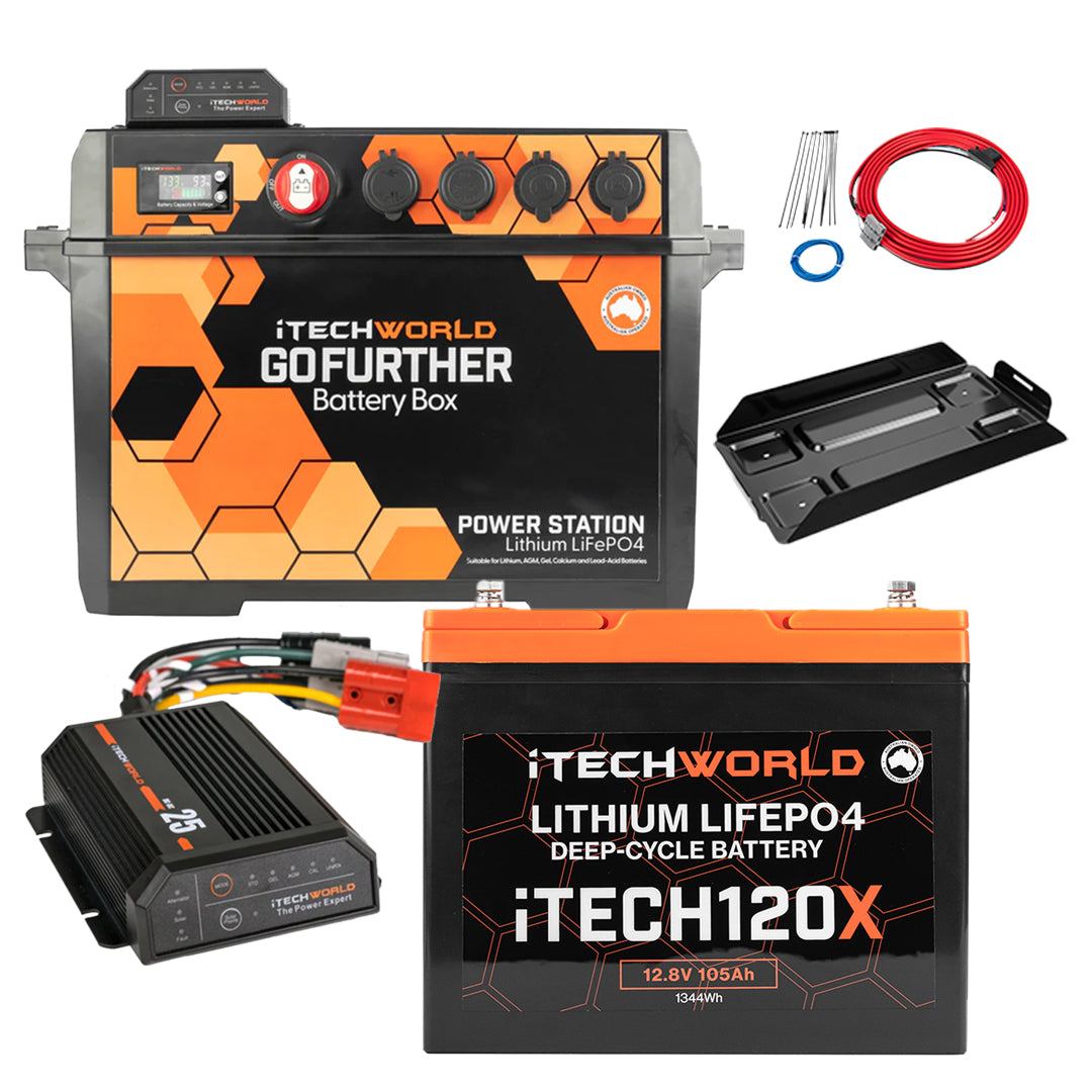 GoFurther Battery Box Bundle with iTECHDCDC25 + iTECH120X Lithium Batt ...