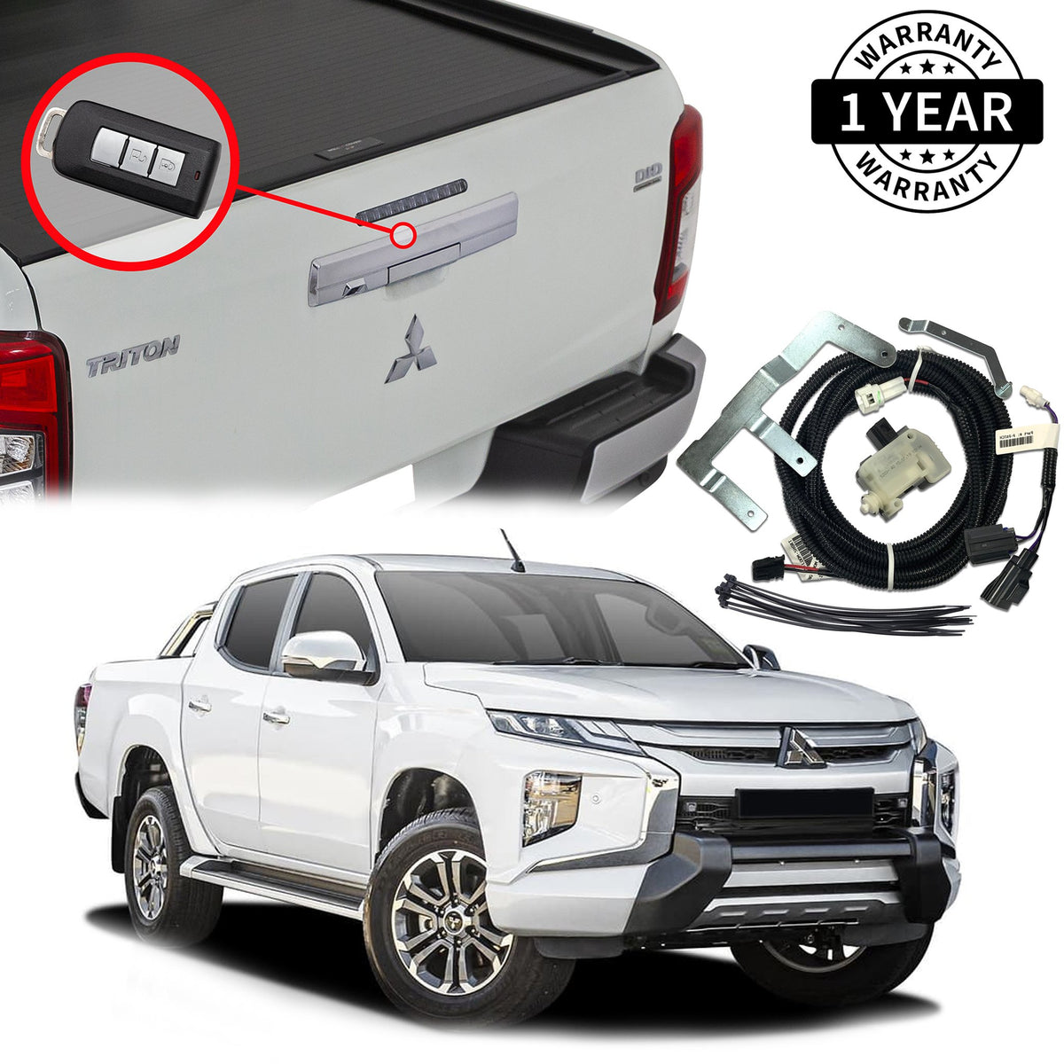 Mitsubishi Triton (2015-2023) MR GRUNT4x4 Tailgate Central Locking Kit ...