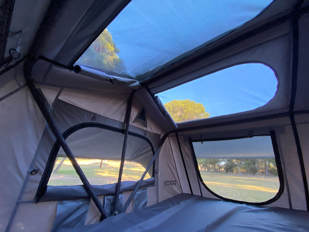 Rooftop Tent & Tub Rack Package - 2 Person Soft Shell Tent (Short Styl ...